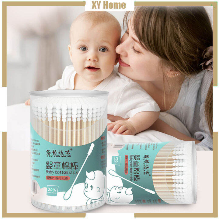 Youyun Mommy ทารกแรกเกิด สำลีหูช้อนหัวหูสำลีก้านแต่งหน้าทารกหัวเล็ก 200 ...