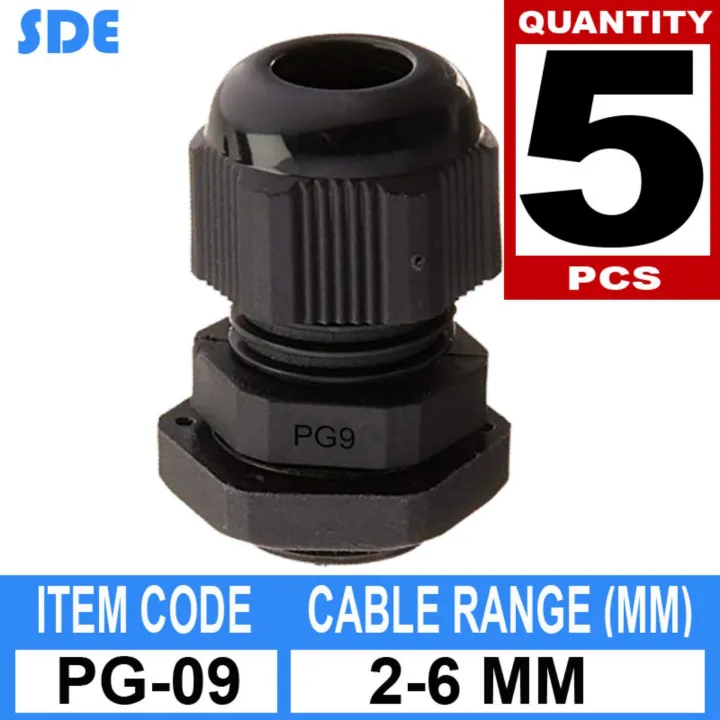 Uni-Air 5Pcs PG09 Cable Gland Waterproof Plastic Joint Adjustable ...