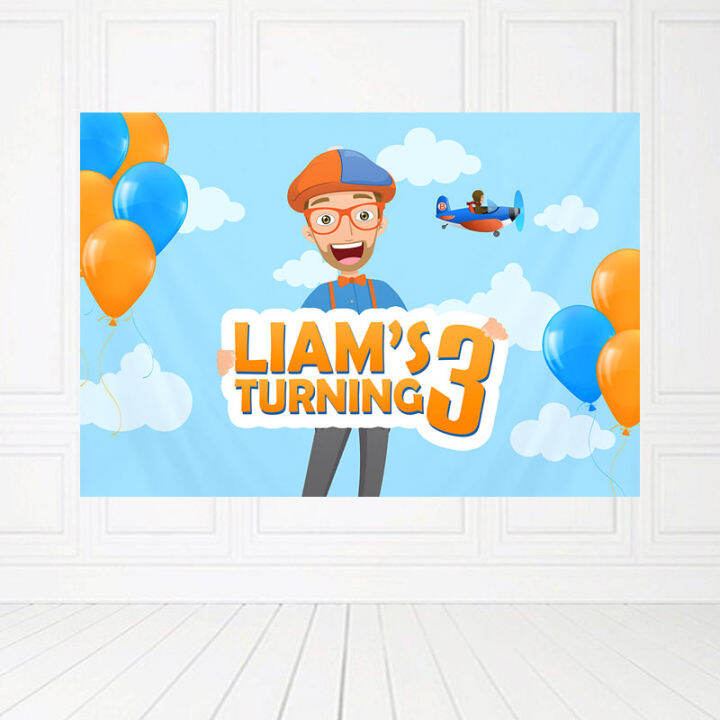 Blippi Theme Party Decor Banner Kids Birthday Backdrop | Lazada