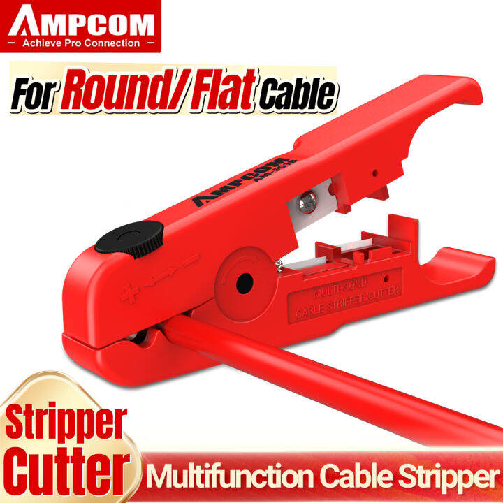 AMPCOM Cable Wire Stripper Compression Tool Coaxial Cable Stripper ...