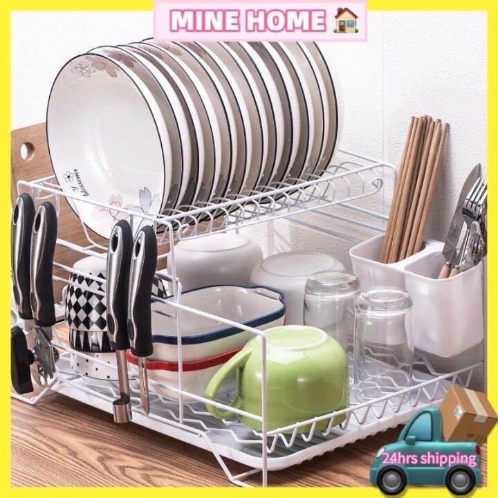 READY STOCK Stainless Steel Sink Dish Rack Rak pinggan Kitchen Dish ...