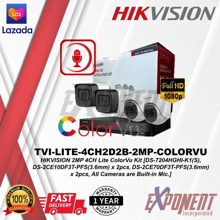 TVI-LITE-4CH2D2B-2MP-COLORVU - HIKVISION 2MP 4CH Lite ColorVu Kit [DS-7204HGHI-K1(S), DS ...