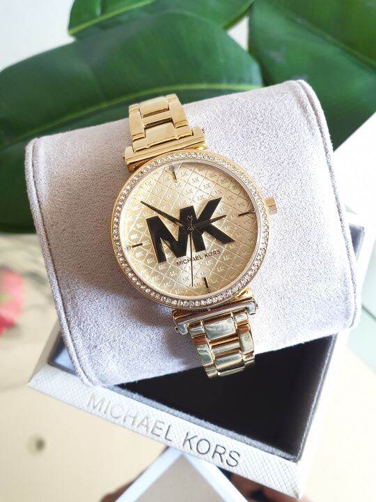 Michael Kors Sofie MK4334 Three-Hand Gold With 1 Year Warranty For ...