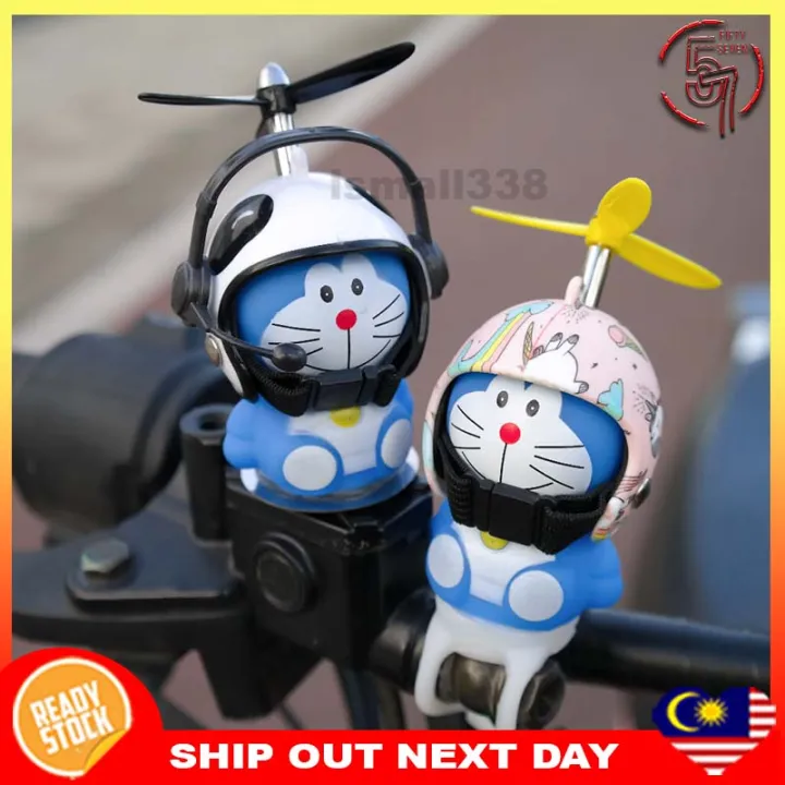 [STRAP TYPE] Doraemon Cartoon Trill Helmet Bamboo Dragonfly Hat Bicycle ...