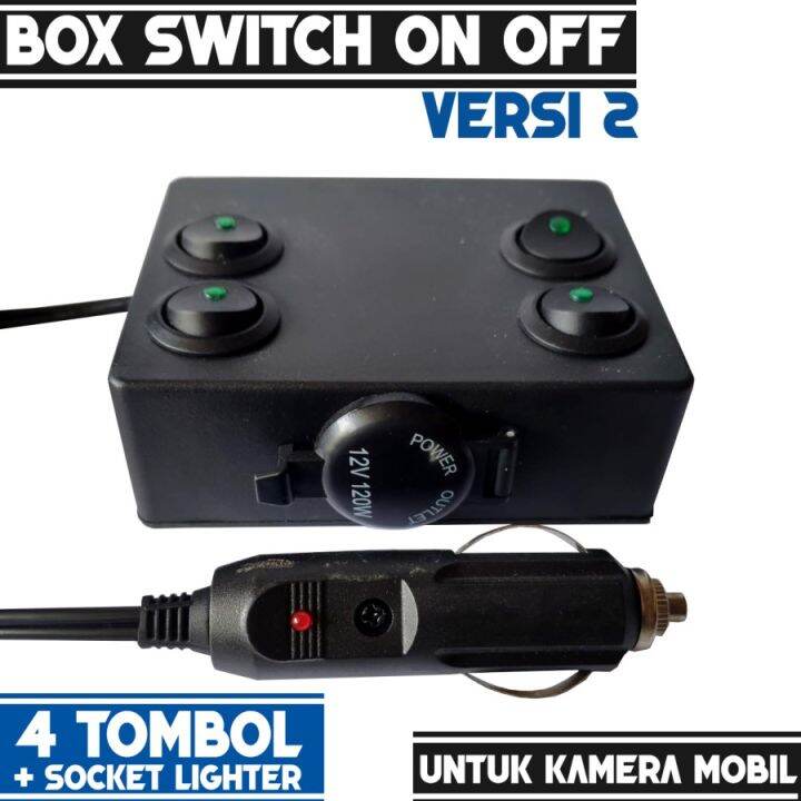 Box Switch On off 3/4 Tombol dengan Jack Dc dan Konektor Lighter Mobil ...