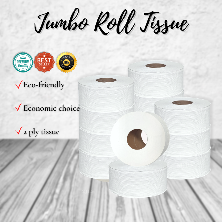 【Carton】Thick Jumbo Roll Tissue Paper Recycle Toilet Roll Tisu Jumbo ...