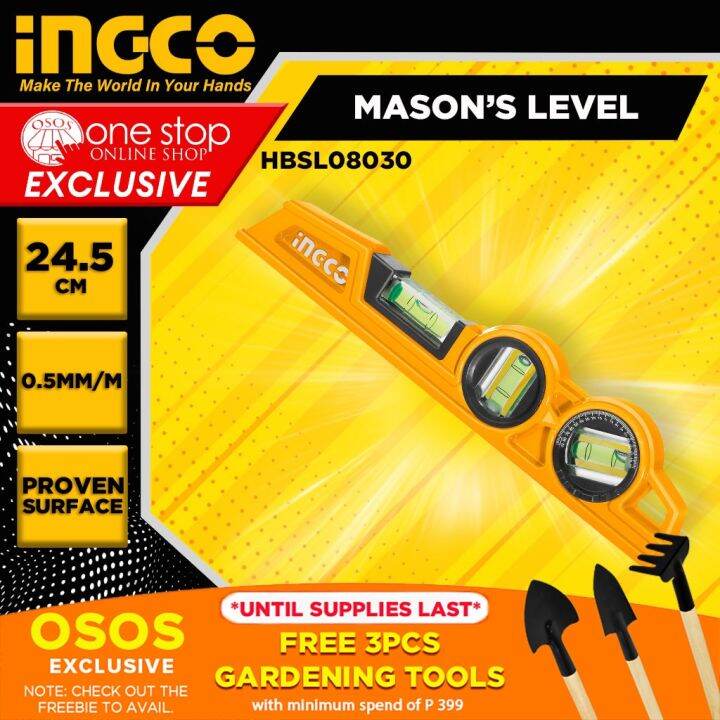 Ingco Tools Original heavy duty alloy Mason's Level 24.5cm Leveling ...
