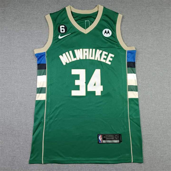 2022-23 NBA Milwaukee Bucks #34 Giannis Antetokounmpo เสื้อบาสเก็ตบอลสี ...
