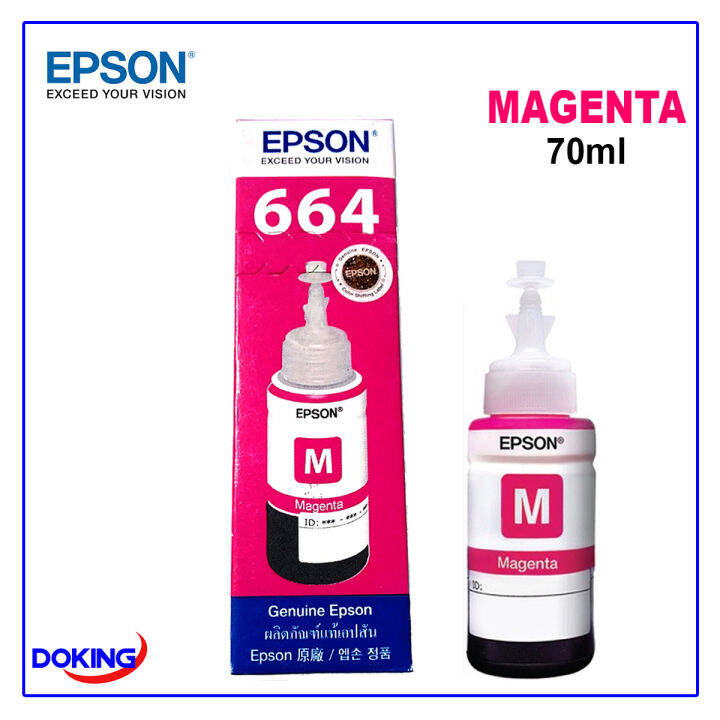Doking Genuine Epson Ink 664 Black, Cyan, Magenta Yellow, 70 ML Premium 664 Dye ink for Epson ...