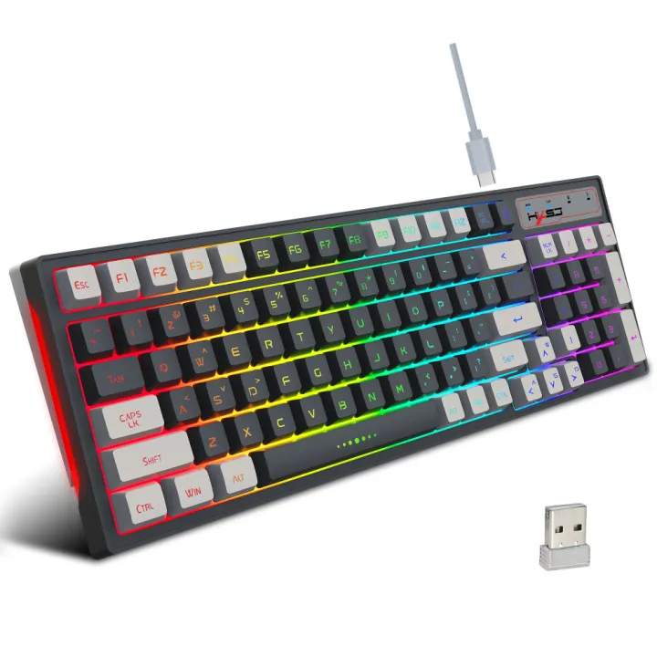 L900 Wireless 96-Key Membrane Keyboard RGB Luminous Rechargeable White ...