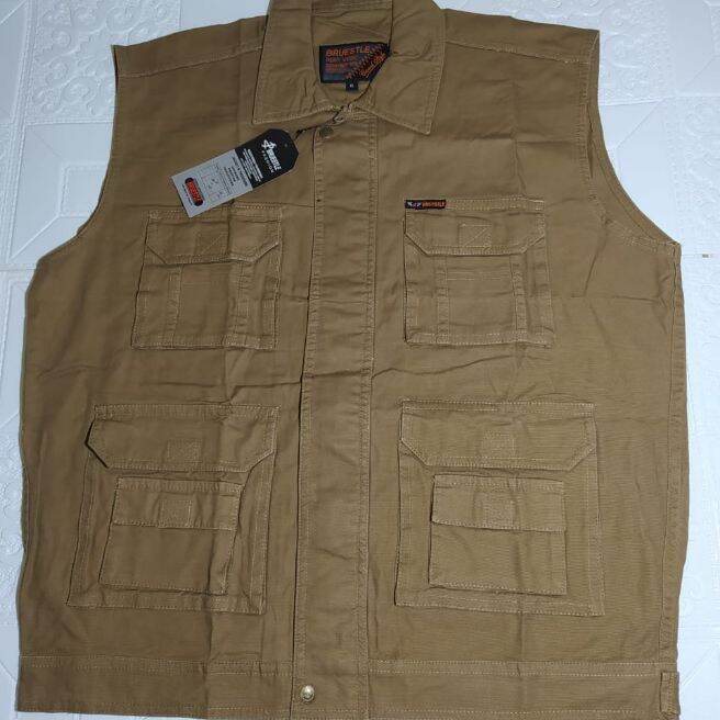 Rompi katun krah coklat muda//rompi wartawan//rompi lapangan//rompi ...