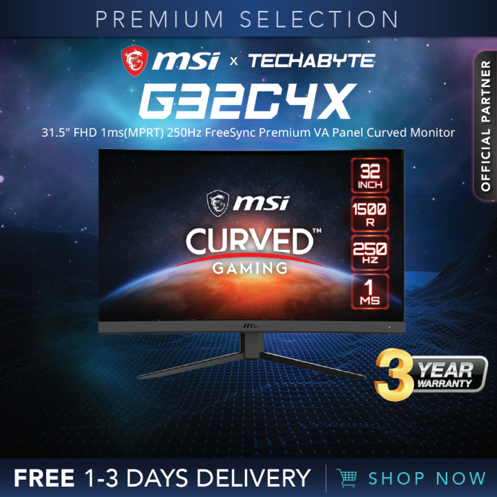 MSI Optix G32C4 | 31.5" FHD | 165Hz 1ms | AMD FreeSync | VA | 1500R ...