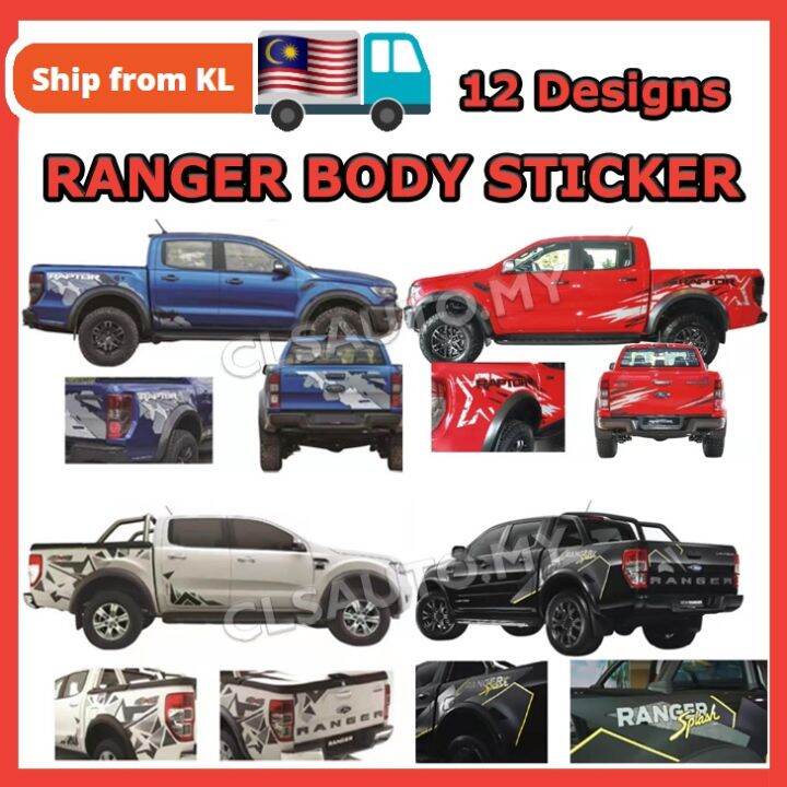FORD RANGER Body Sticker Side Lining (12 Designs) - Raptor, Wildtrak ...