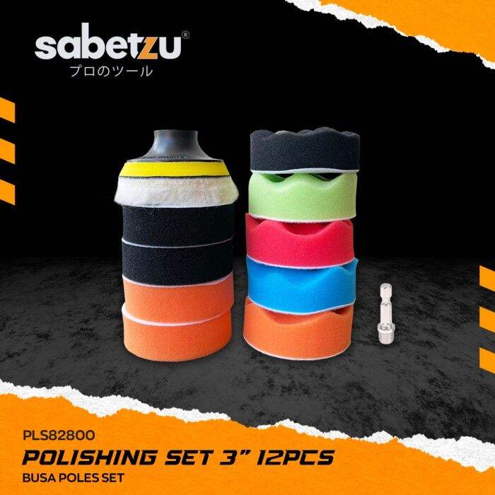 Busa poles set 12pcs untuk mobil, motor sabetzu sponge polishing spon ...