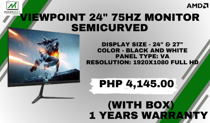 VIEWPOINT 24" 75HZ MONITOR SEMICURVED GAMING MONITOR / BRANDNEW ...