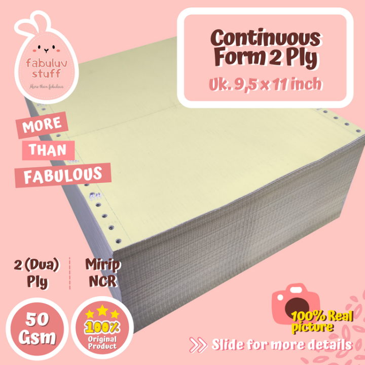 (ISI 10) Kertas Continuous Form 2 ply dan 2 ply PRS 50 Gsm 9,5 x 11 ...