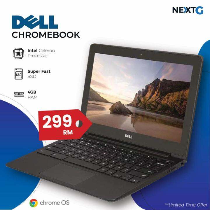 DELL CHROMEBOOK 11 FOR STUDENTS, Celeron N3350, 12.5 INCH" HD, 4GB RAM, eMMC, WEBCAM, WIFI ...