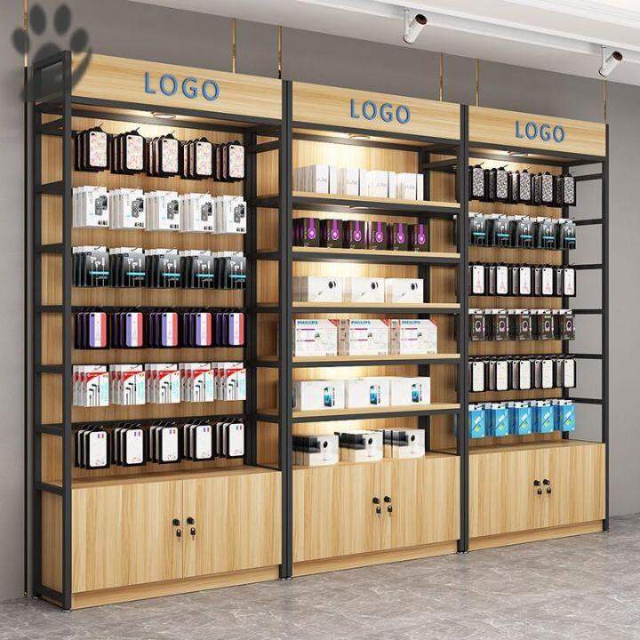 Mobile phone accessories display shelf supermarket convenience store ...