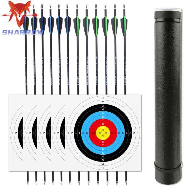 SHARROW Black PE Telescopic Arrow Tube with 12 Carbon Arrows and 5 ...