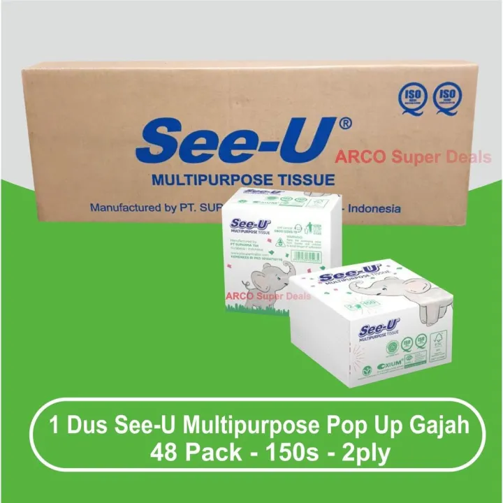 1 dus 48 pak tissue see u pop up gajah 150 sheet | Lazada Indonesia