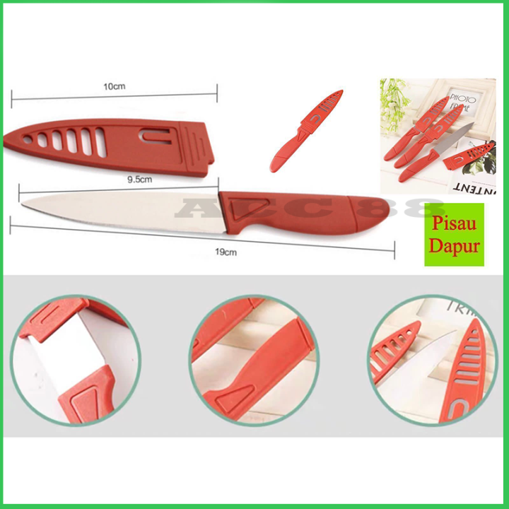 PISAU DAPUR SARUNG STAINLESS STEEL / PISAU BUAH DAPUR / PISAU MINI ...