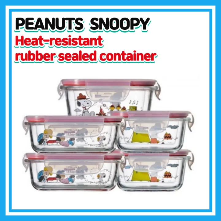 PEANUTS SNOOPY 5p Heat-resistant rubber sealed container Set/Snoopy ...