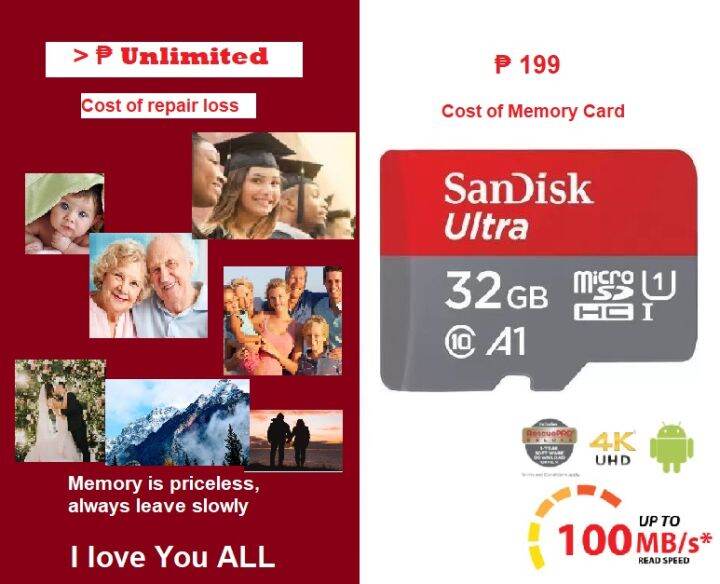 SanDisk Ultra 32GB A1 Class 10 Micro SDXC Card with Adapter (Speed up 100mbs) | Lazada PH