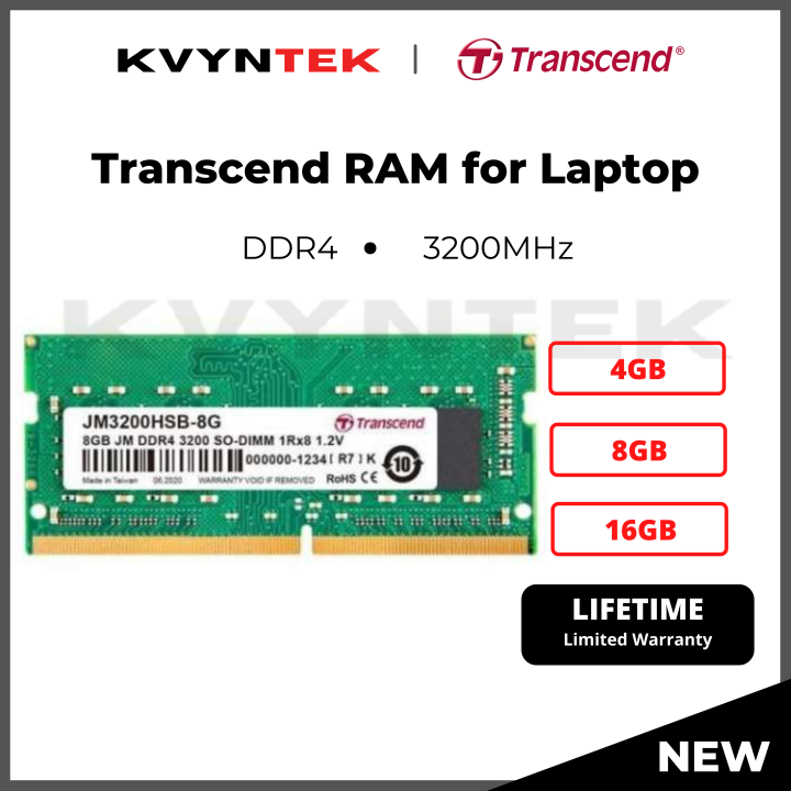 RAM Transcend DDR4 3200MHz Unbuffered Sodimm RAM for Laptop ( 4GB / 8GB ...