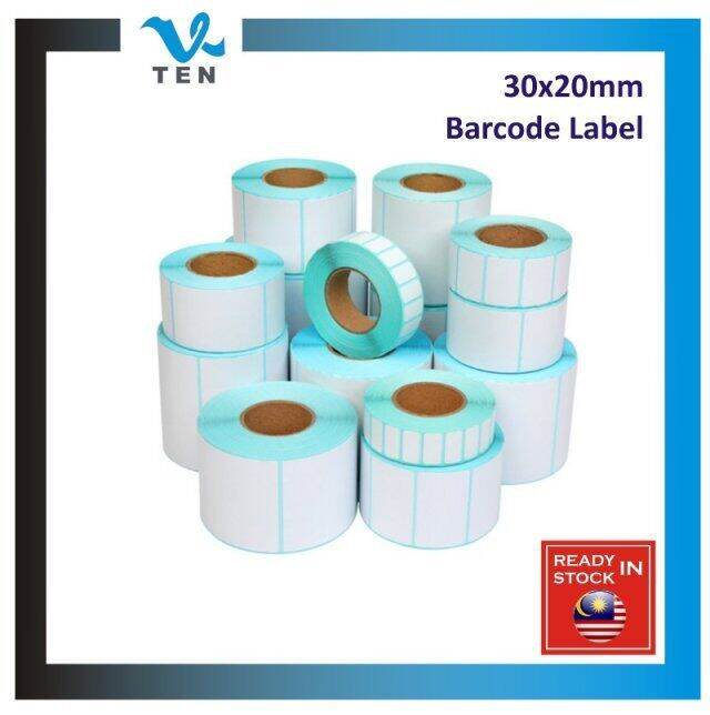 30x20mm Thermal Barcode Label Sticker GST 1000pcs/roll Blank Thermal ...