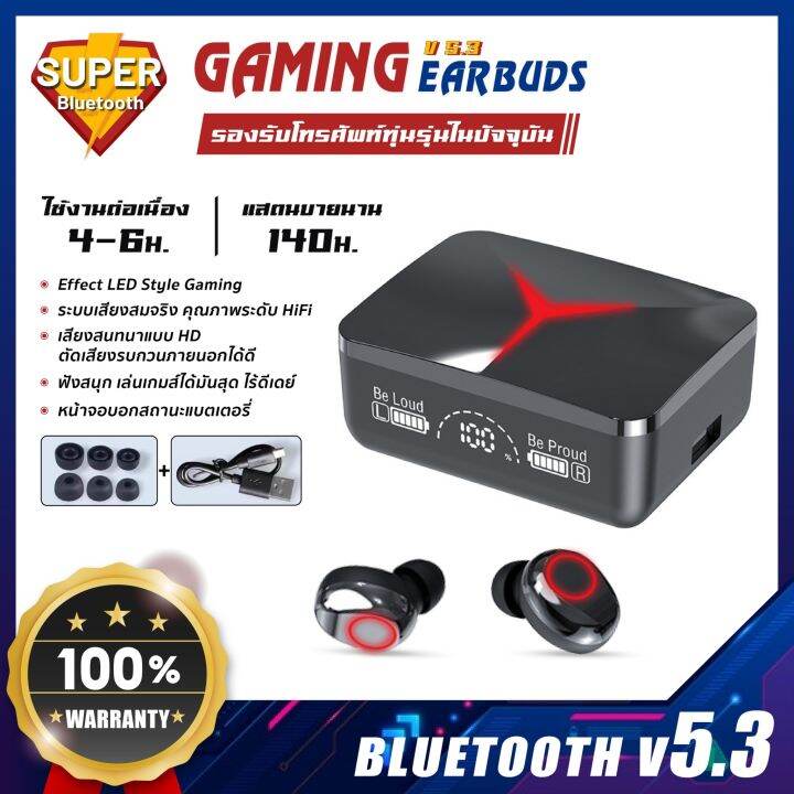 TWS M88 plus หูฟังบลูทูธไร้สาย พร้อมกล่องชาร์จแบต 1200mAh มีสายชาร์จใน ...