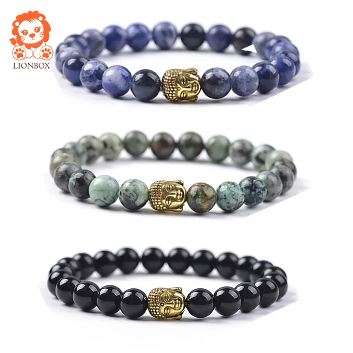 Lionbox สร้อยข้อมือหินธรรมชาติ จี้พระพุทธรูป กำไลหิน เสริมดวง เครื่่อง ...