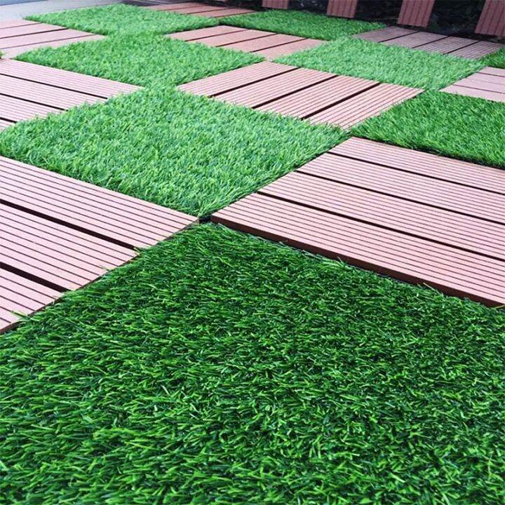 Artificial Grass Carpet Floor Tiles Green Fake Synthetic Interlocking ...