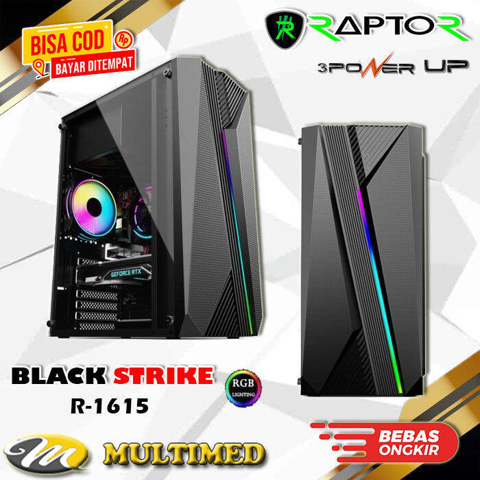 Casing PC Gaming Power Up Raptor 1615 Black Strike RGB | Lazada Indonesia