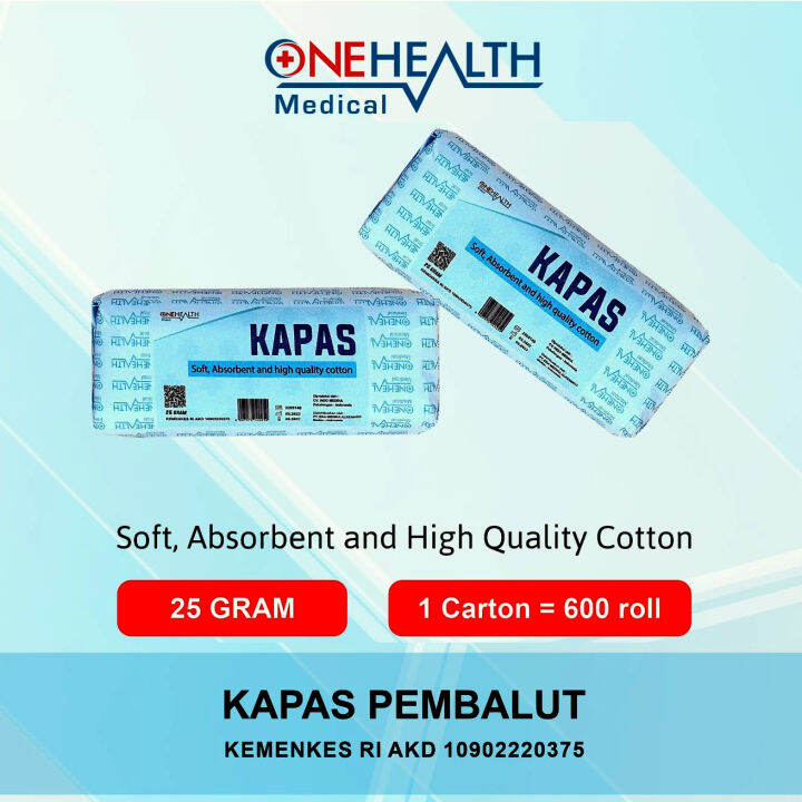 Kapas Putih Pembalut Medis OneMed/Onehealth 25gram | Lazada Indonesia