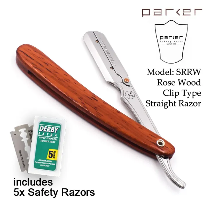 Parker SRRW- Rosewood Handle Stainless Steel Clip Type Straight Edge ...