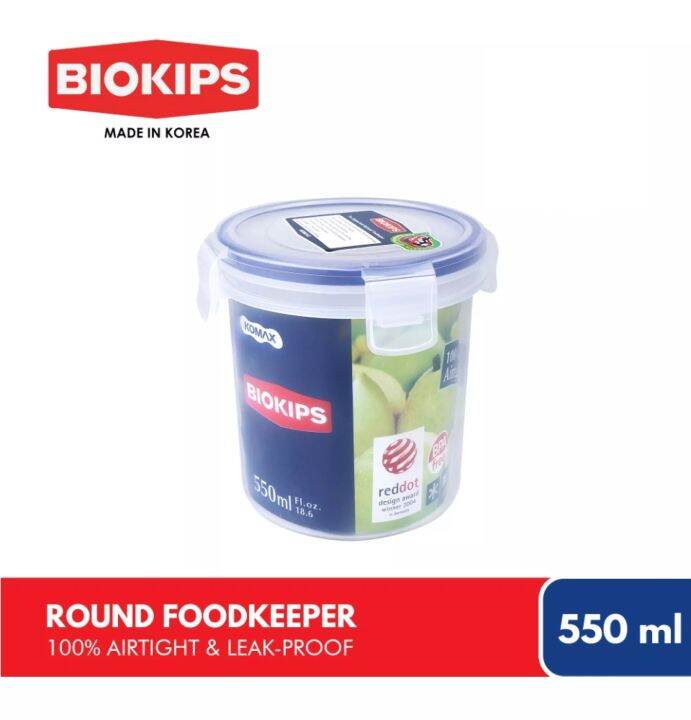 Biokips Round Food Storage Container 550ml BPA Free 100% Airtight and ...