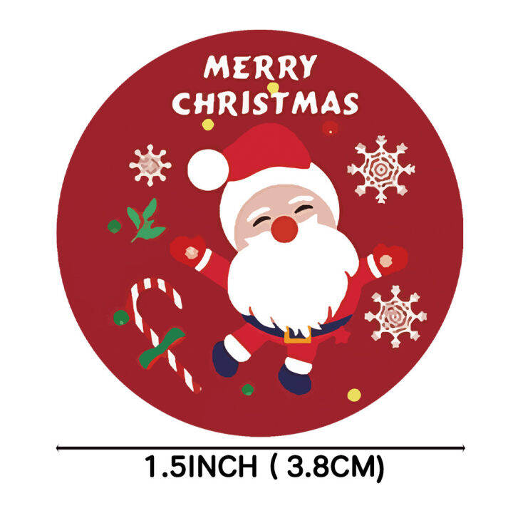 1.5 inch / 1 inch One Roll Merry Christmas Sticker Label Santa Claus ...