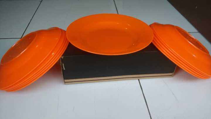 piring makan semi melamin warna orange 6 pcs | Lazada Indonesia