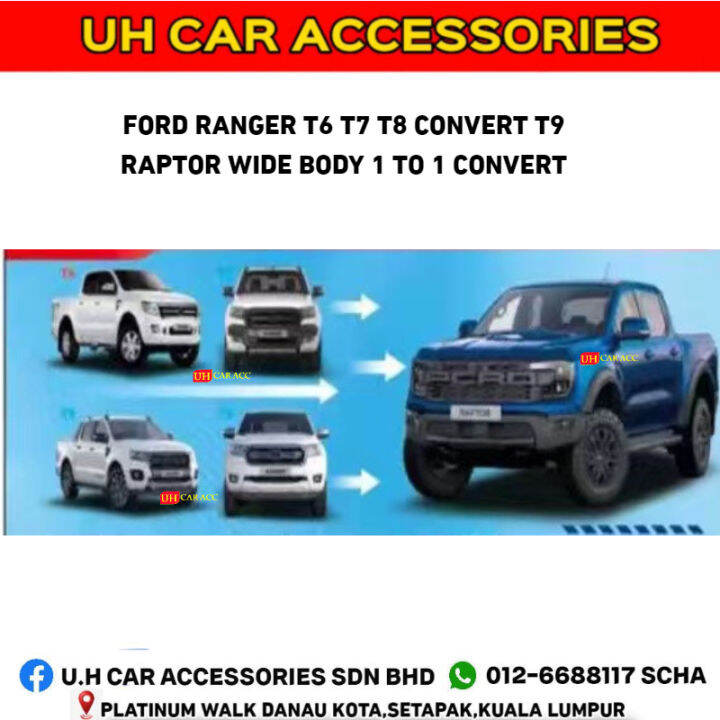 FORD RANGER T6 T7 T8 CONVERT T0 T9 RAPTOR 1 TO 1 BUMPER BODYKIT HEAD ...