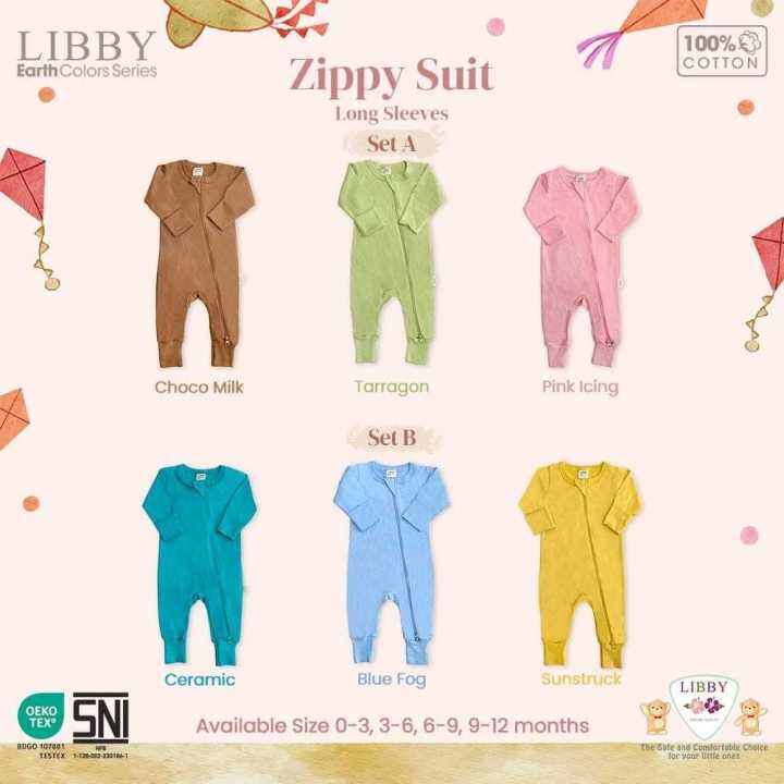 Libby Earth Series Zippy Suit Lengan Panjang Sleepsuit Bayi | Lazada ...