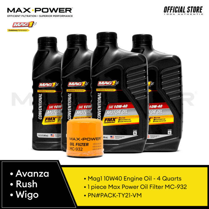 MAG 1 10W40 API SN Certified Car Engine Oil PN#61650 + MAX Power Oil ...