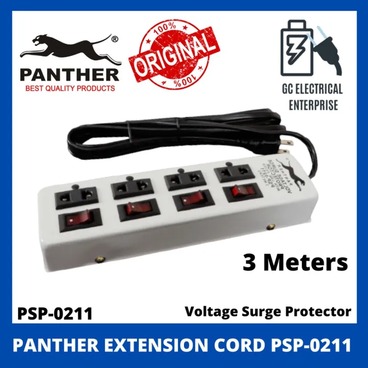 Panther Extension Cord Voltage Surge Protector PSP-0211 Heavy Duty ...