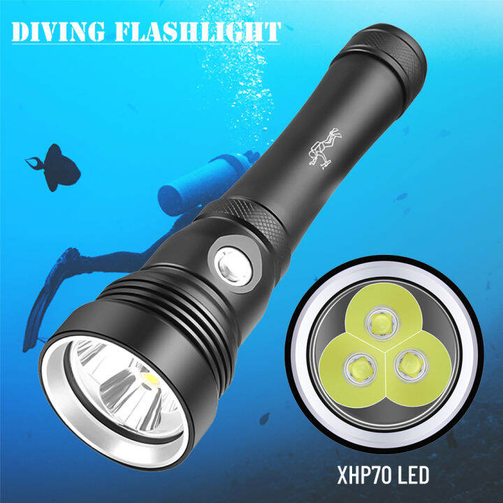 Scuba Diving LED Flashlight 6500k Diving Light Super Bright 3000lm ...