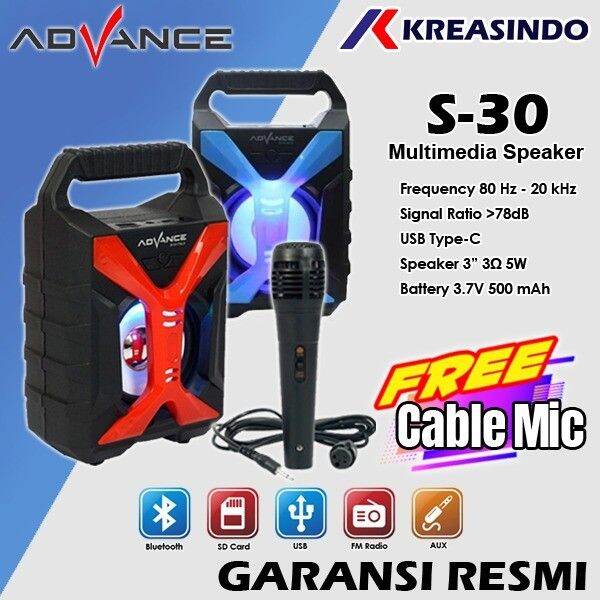 ADVANCE S30 S-30 Speaker Bluetooth Portable Kotak Musik Super BASS ...