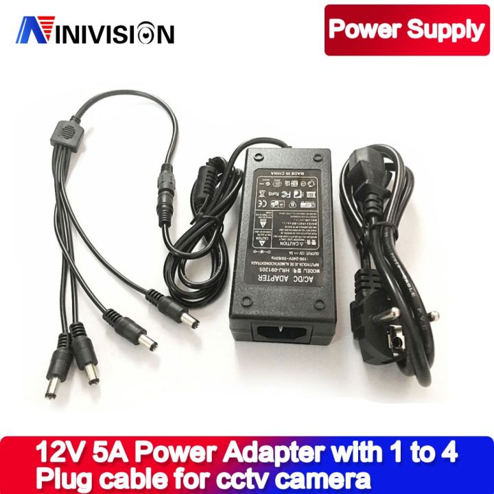 [PIN XIAN] NINIVISION 12V 5A 4 Port CCTV Camera AC Adapter Power Supply ...