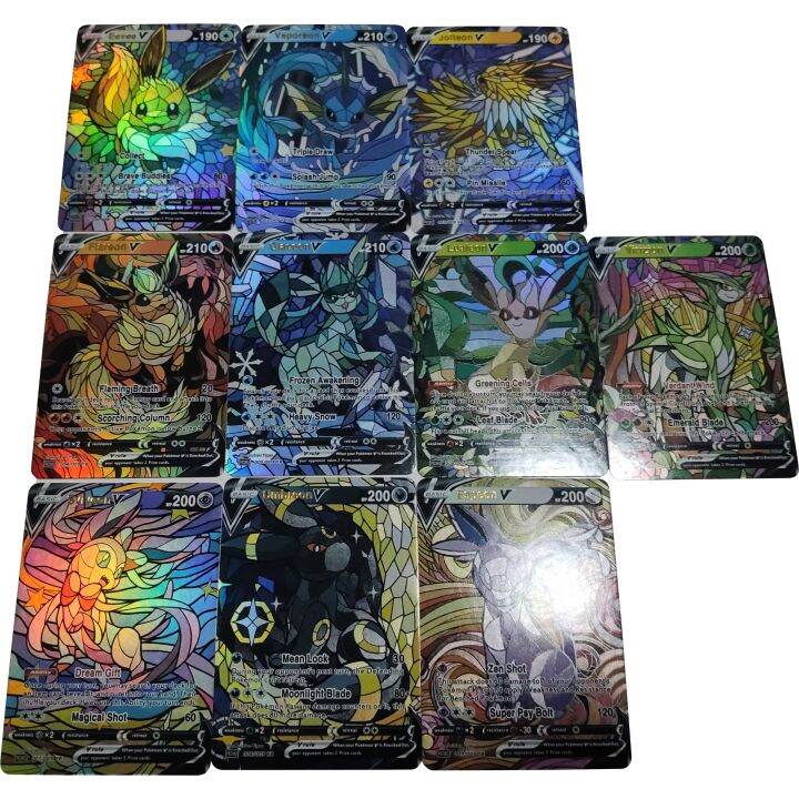 10Pcs/set Pokemon Eevee V Flash Cards Jolteon Sylveon Diy English ...