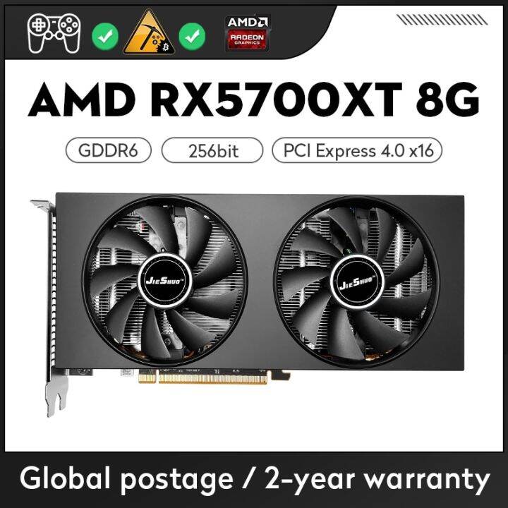 Rx5700xt 1 JIESHUO การ์ดจอเกมคอมพิวเตอร์การ์ดการ์ดจอ Gpu Gddr6 256Bit ...