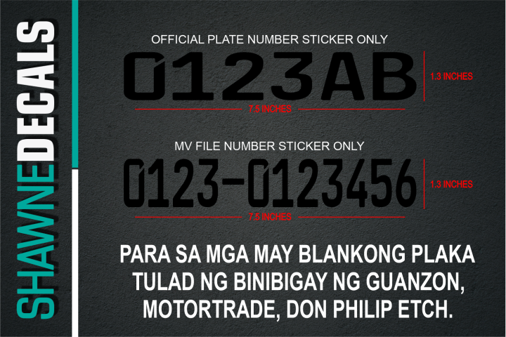 PLATE NUMBER/MV FILE NUMBER STICKER ONLY | Lazada PH