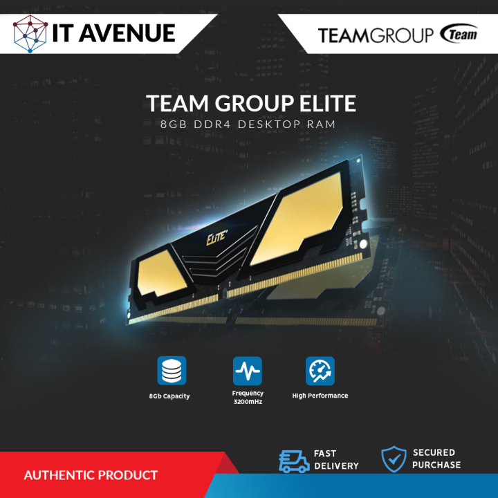 TeamGroup Elite Plus 8gb 1x8 3200Mhz Ddr4 Memory Black Gold | Lazada PH