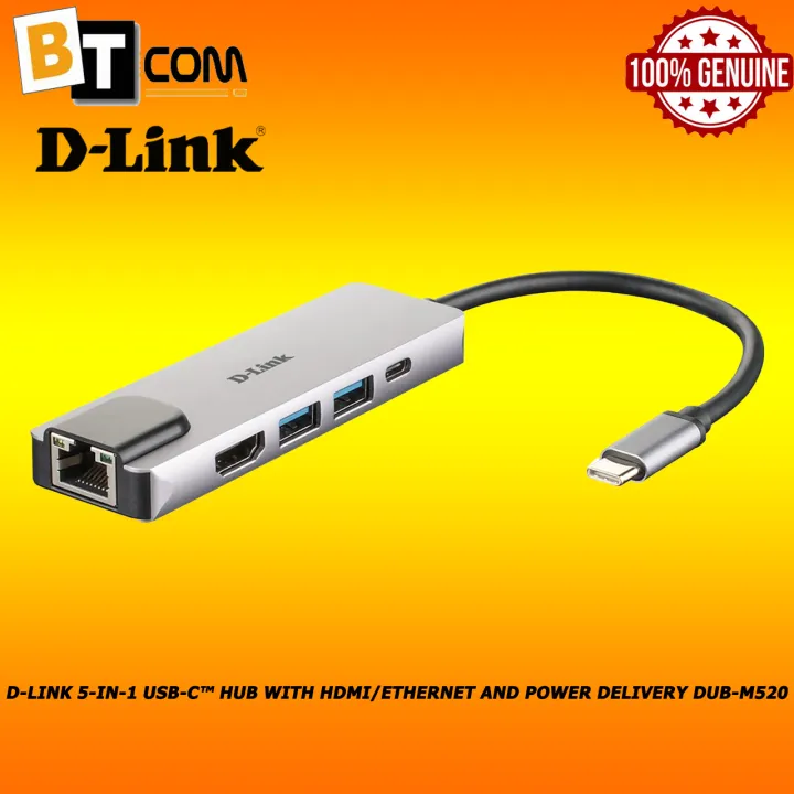 D-LINK 5-in-1 USB-C™ Hub with HDMI/Ethernet and Power Delivery DUB-M520 ...